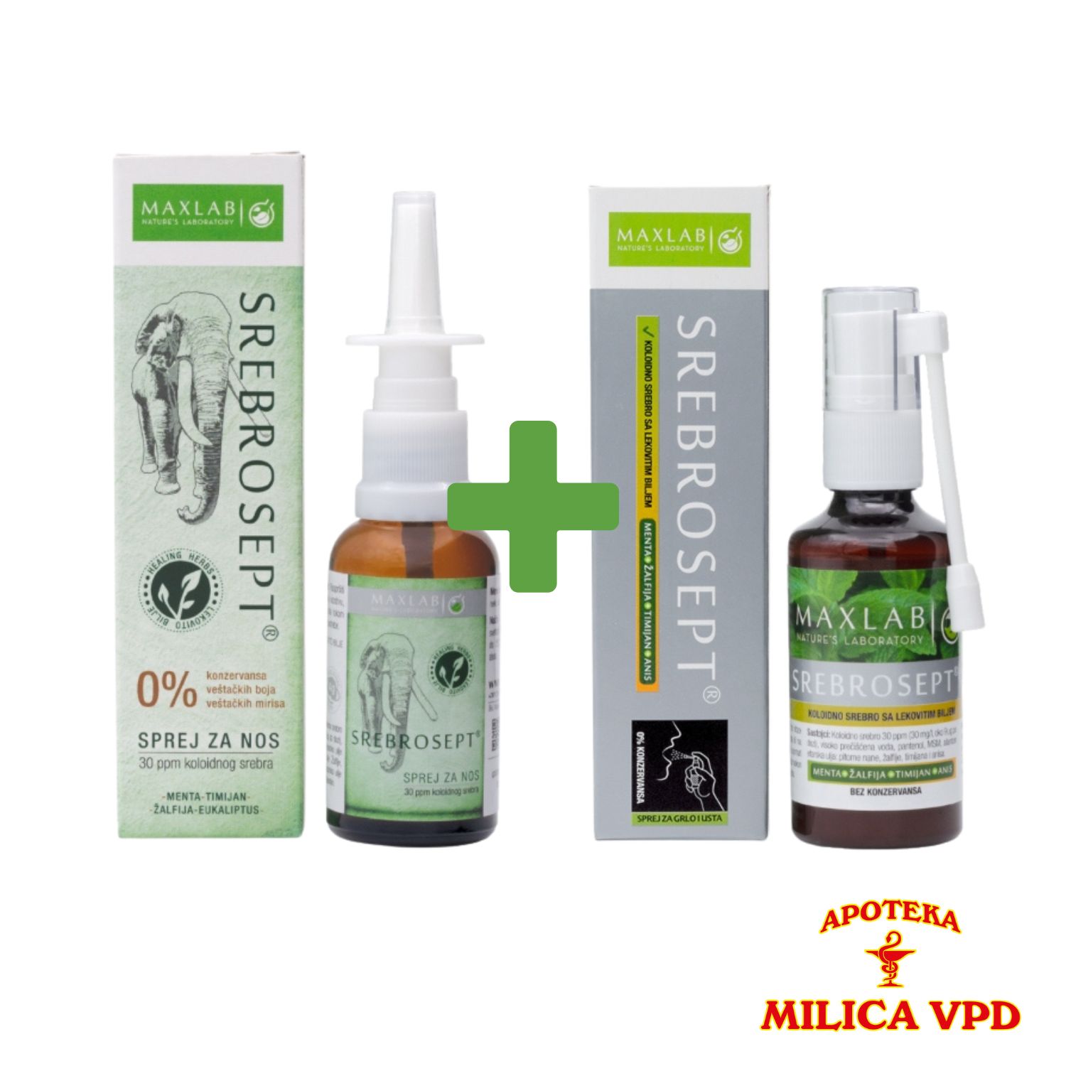 Srebrosept sprej za nos 30ml + Srebrosept sprej za grlo 50ml gratis ...
